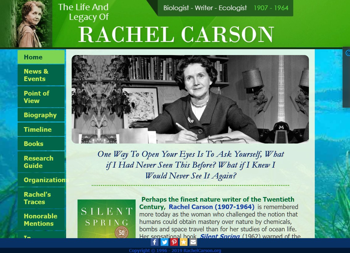 Rachel Carson — Biologist – Writer – Ecologist | Earth Prayer Eco ...